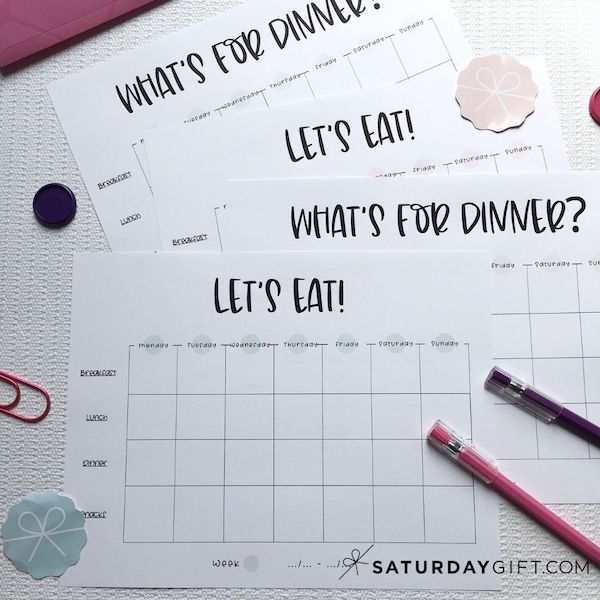 Super Simple Meal Planning Method - printable set – SaturdayGift