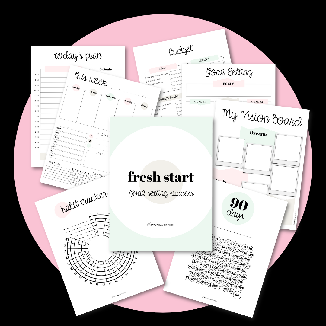 Fresh start - Goal setting success - printable bundle by SaturdayGift